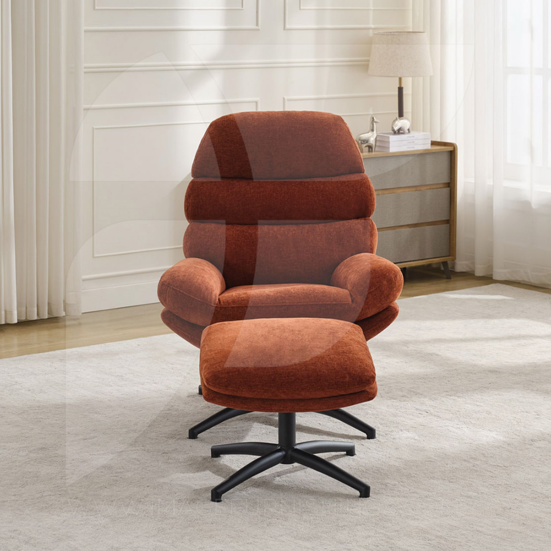 Image Furnishings. Clark Leisure Chair w/Footstool Rust