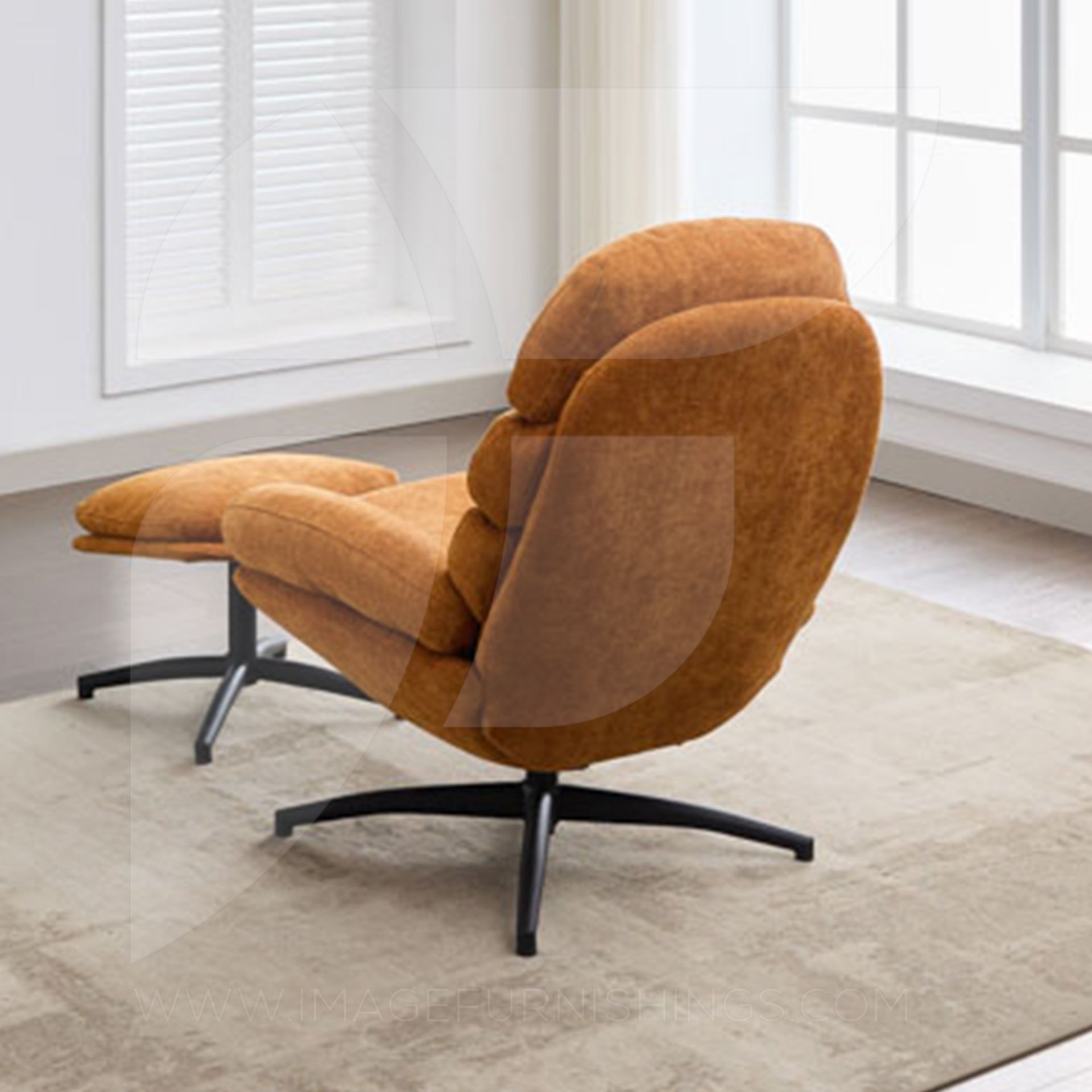 Image Furnishings. Clark Leisure Chair w/Footstool Gold